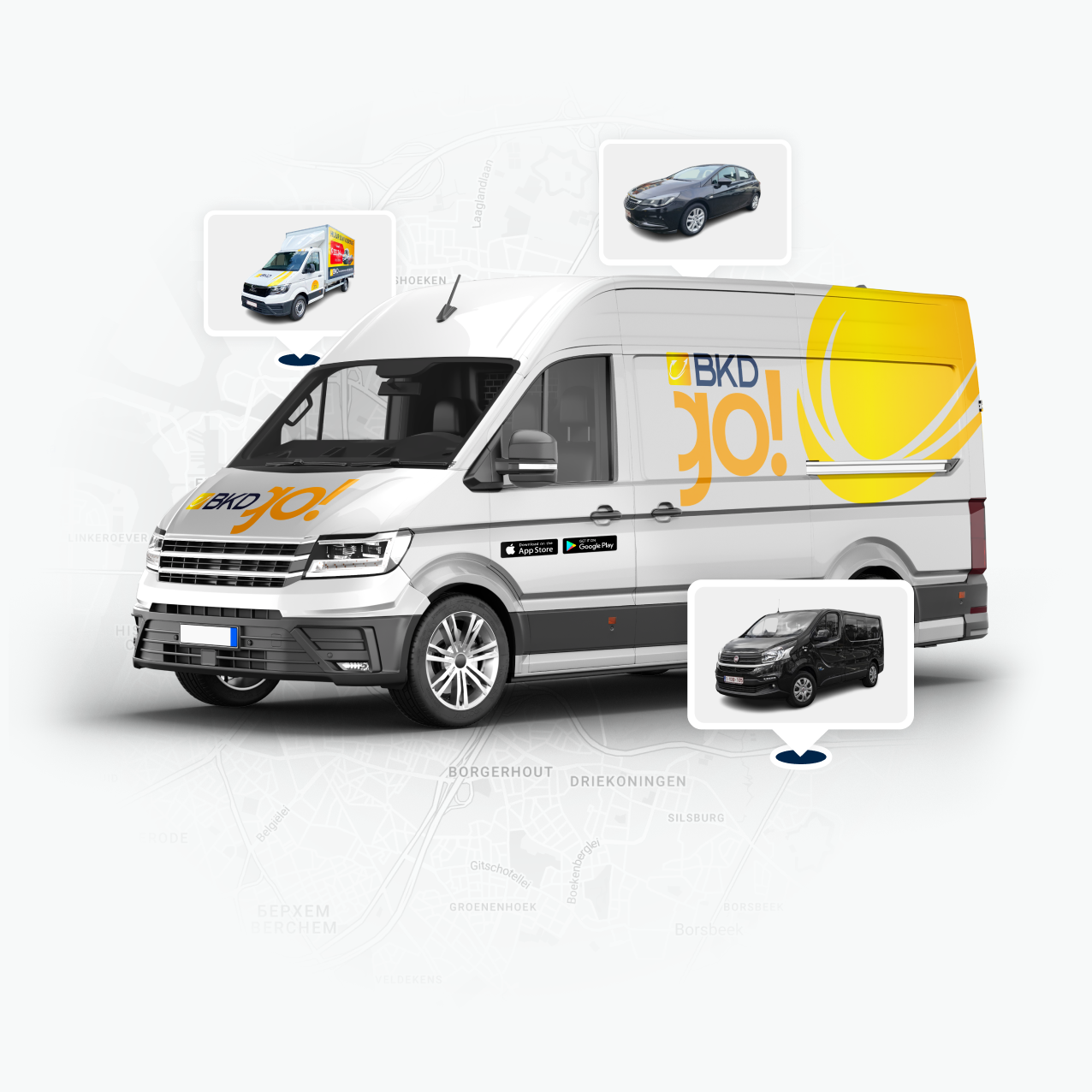 Bestelwagens huren 24/7 | BKDgo! Auto huren App